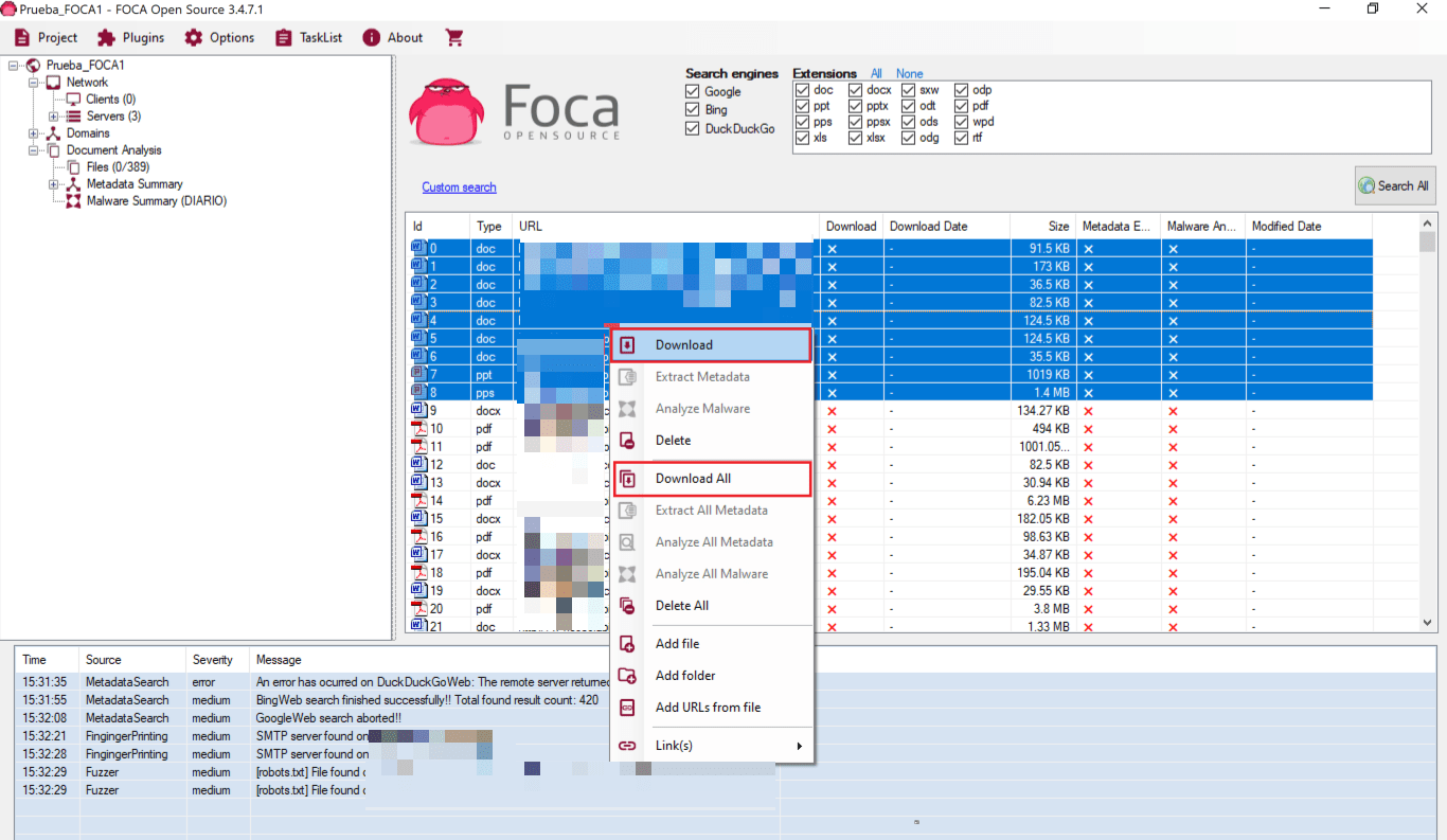 FOCA OSINT (Windows) - Malware SA