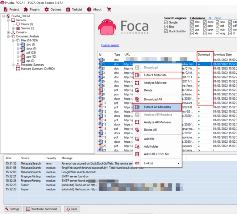 FOCA OSINT (Windows) - Malware SA