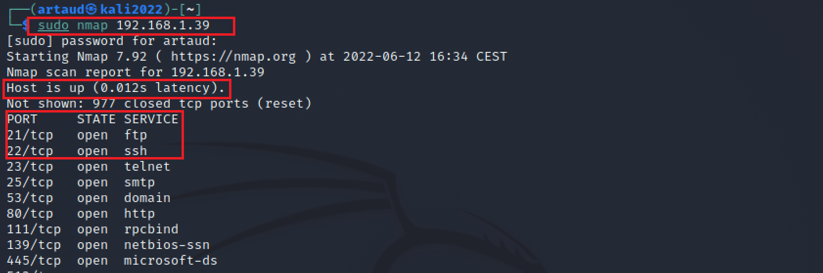 NMAP Kali Linux - Malware SA