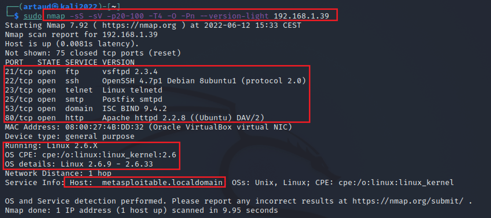 NMAP Kali Linux - Malware SA
