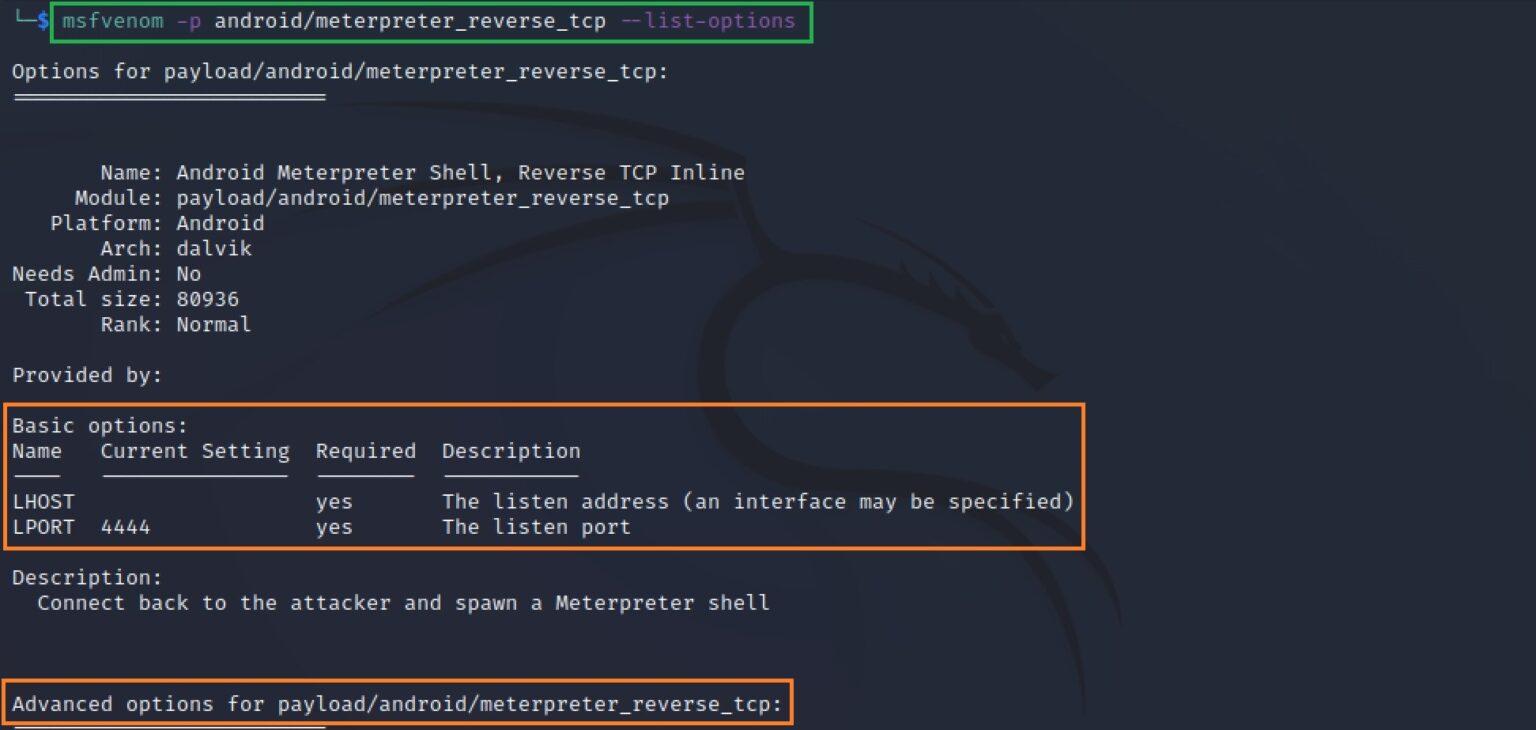 MSFvenom configuración de payload - Malware SA