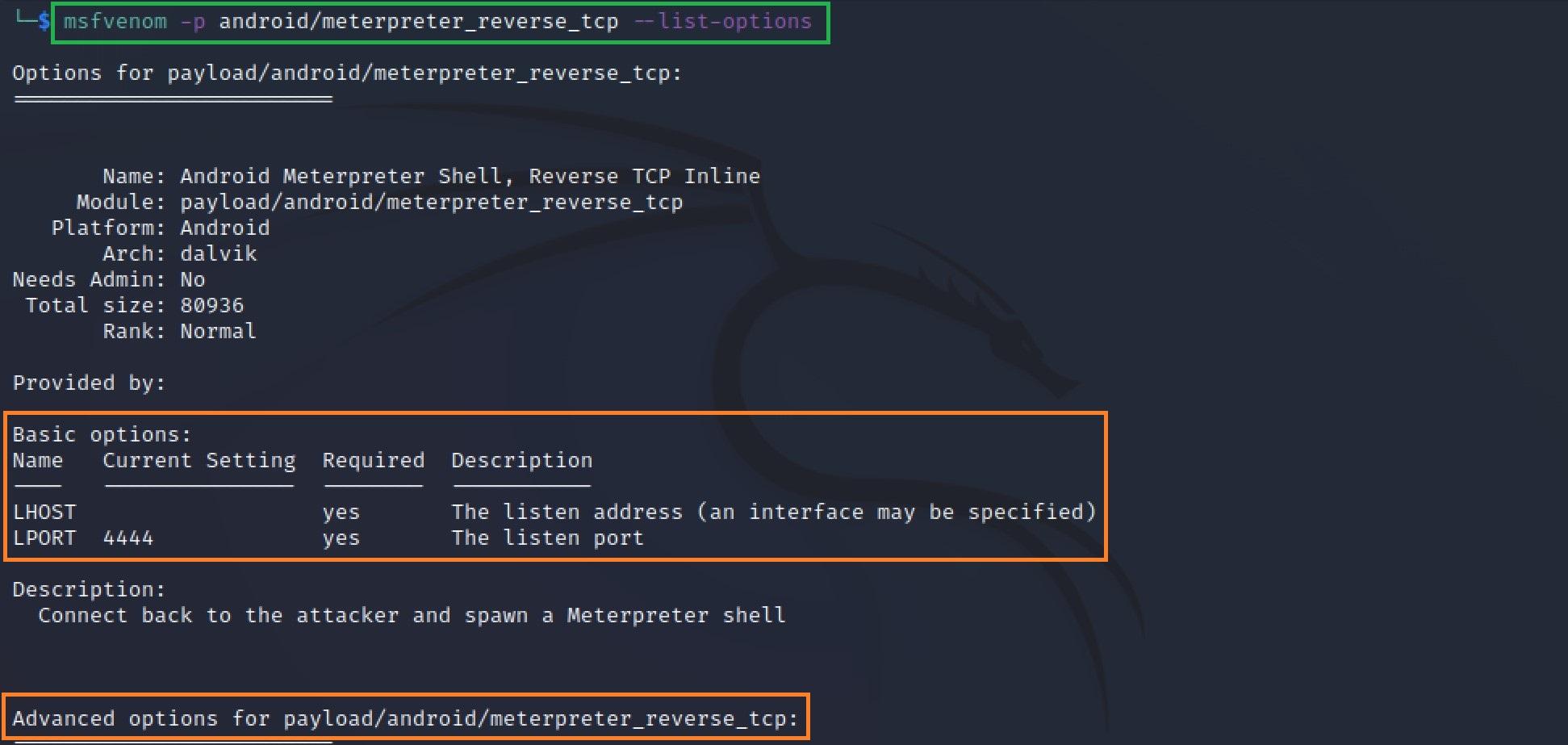 MSFvenom configuración de payload - Malware SA